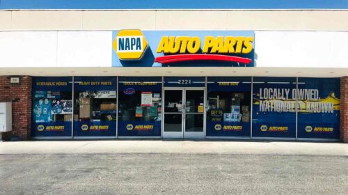 NAPA Auto Parts storefront window decals and lighted signs | Front Signs