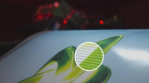 Custom-made printed window perforated decal | Front Signs