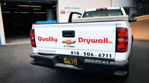 Business vinyl car wrap for Quality Drywall Inc. | Front Signs
