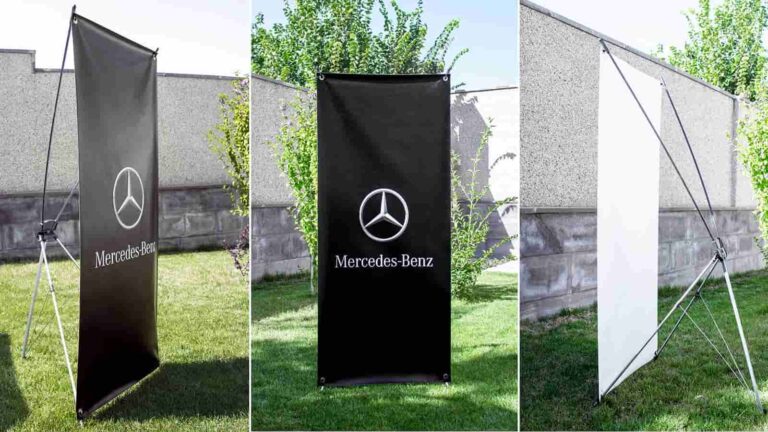 X-stand vinyl banner sign for Mercedes-Benz | Front Signs