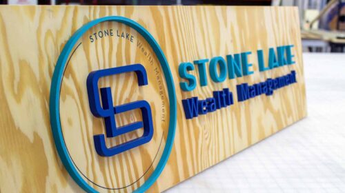 Wooden and Acrylic Sign for Stone Lake Wealth Management | Front Signs