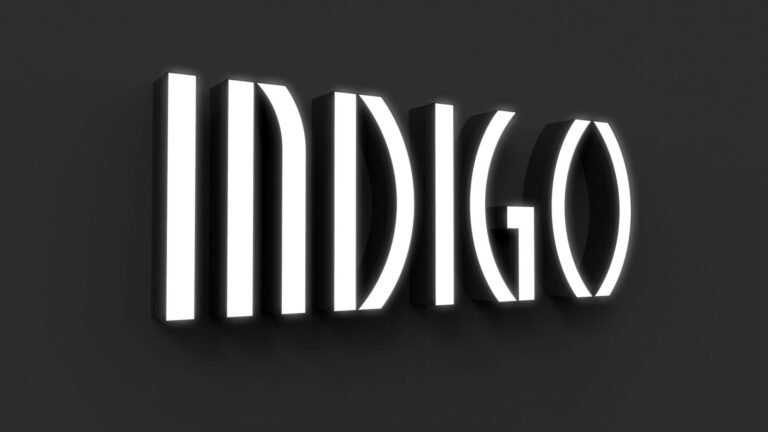 Indigo company name signage 3D rendering | Front Signs